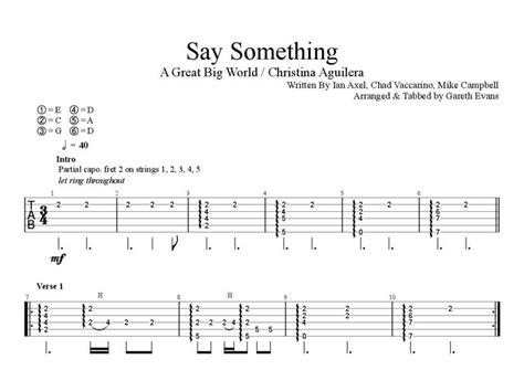 Say Something A Great Big World Fingerstyle Guitar Interpretation Tab