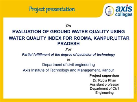 Evaluation Of Ground Water Quality Using Water Quality Index For Rooma Ppt