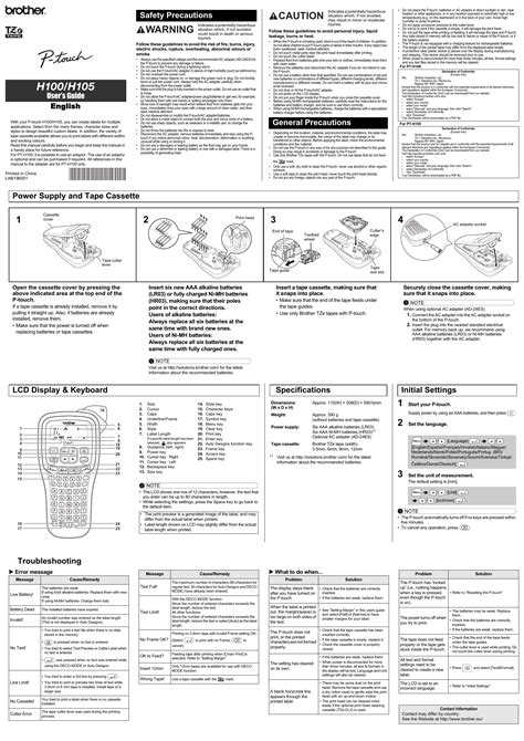 Brother P Touch H P Touch H User Manual Manualzz