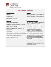 SylINFO4120fautumn21 Pdf INFO 4120 Python Programming Term And Credits Fall 2021 Location