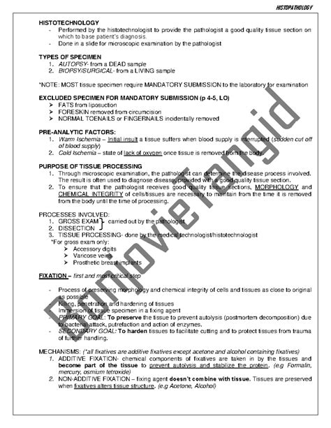 1 Histopath Notes Histotechnology Performed By The