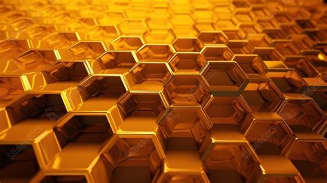 3dレンダリングされたハニカムスタイルの黄色の抽象画（側面図） Powerpoint の背景を無料でダウンロード Slidesdocs