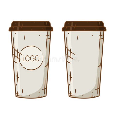 Set Of Paper Coffee Cup Over White Background Cartoon Coffee Cup