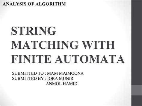string matching with finite state automata ppt