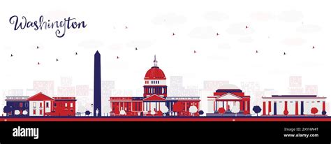 Washington Dc City Skyline With Color Buildings Vector Illustration