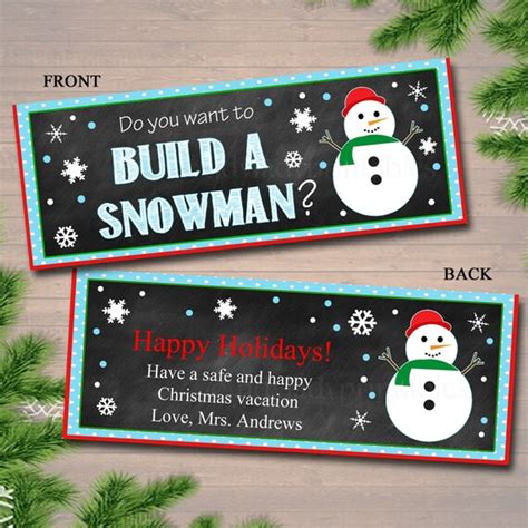 Editable Snowman Bag Toppers Printable Build A Snowman Tags Instant
