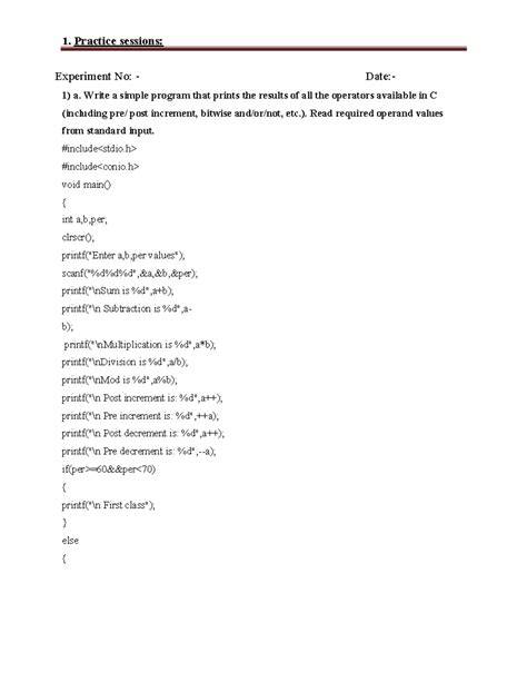 Principle Of Programming Language 1 Practice Sessions Experiment No