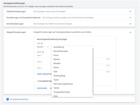 Google Ads Snippet Erweiterungen für höhere Klickraten und mehr ROI