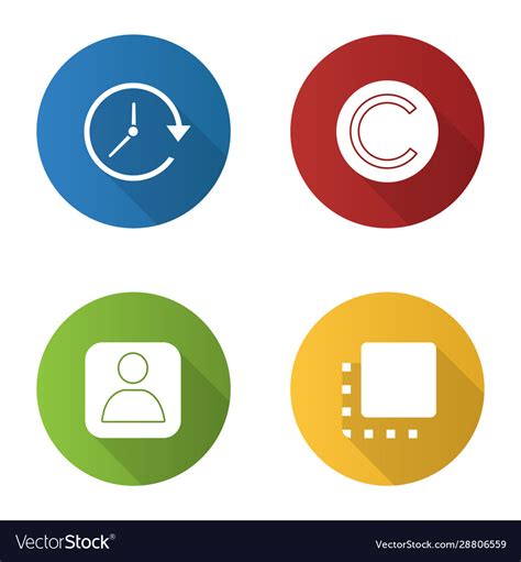 Uiux Flat Design Long Shadow Glyph Icons Set Vector Image