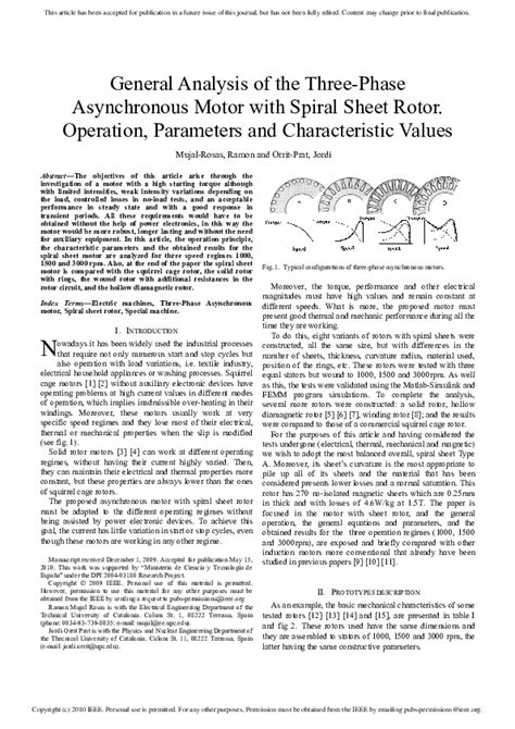 Pdf General Analysis Of The Three Phase Asynchronous Motor With Spiral Sheet Rotor Operation