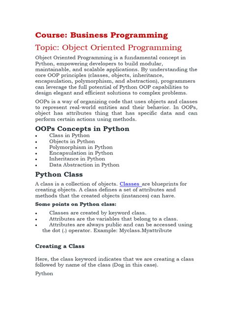 Object Oriented Programming Pdf Class Computer Programming