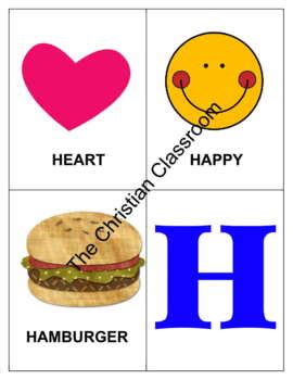 TEACHING THE LETTER H PICTURE AND WORDS FLASHCARDS By TheChristianClassroom