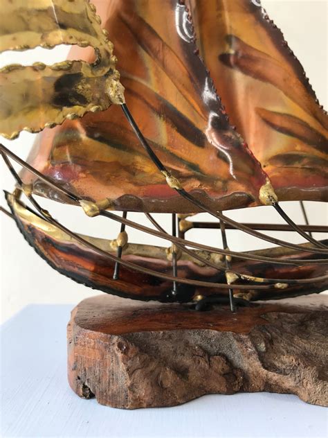 Copper And Brass Brutalist Ship Sculpture Ambient Living