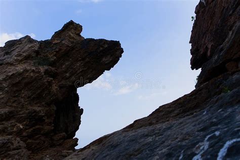 Beautiful Scene Of Sky Between The Two Rock Looking To Each Other Stock Photo Image Of Nature