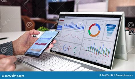 KPI Dashboard Data Analytics Stock Photo Image Of Mobile Hands 269636144