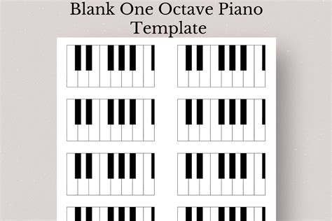 Printable Blank One Octave Piano Template Blank Piano Paper Printable Piano Paper Piano