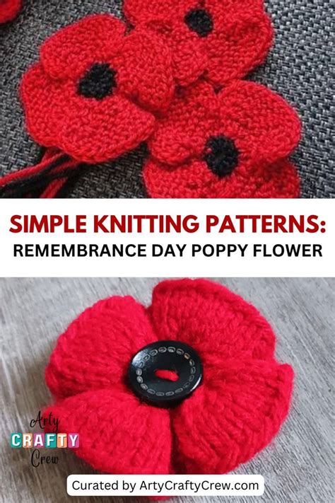 Simple Knitting Patterns Remembrance Day Poppy Flower The Knit Crew
