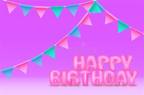 Multicolored Flags And 3d Text Happy Birthday Stock Vector