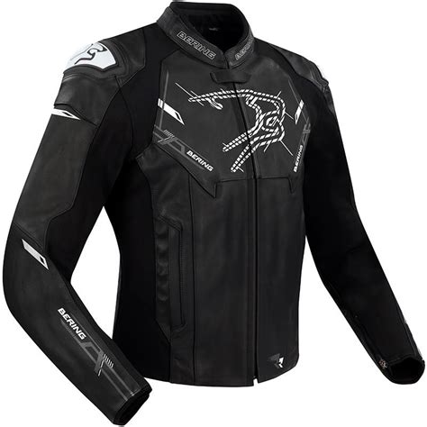 Blouson SNAP BERING Noir Blanc MOTO AXXE FR Blouson Moto Cuir