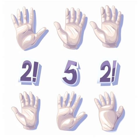 Numéros De Main De Dessin Animé Comptant Des Gestes De Signe Mains Dans