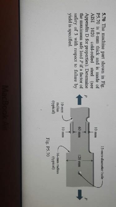 Solved The Machine Part Shown In Fig P5 70 Is 8 Mm Thick Chegg