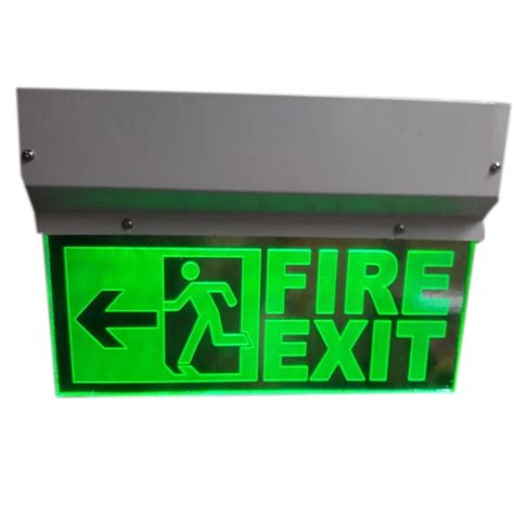 Black And Green Emergency Exit Light Sign Board Shape Rectangle Dimensions 6x18inch At