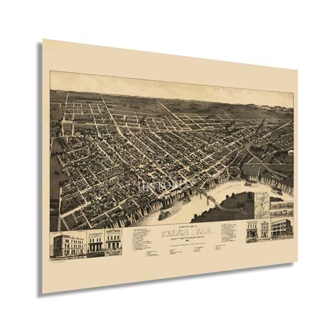1887 Selma Alabama Map Poster Old Map Of Selma Alabama Wall Etsy
