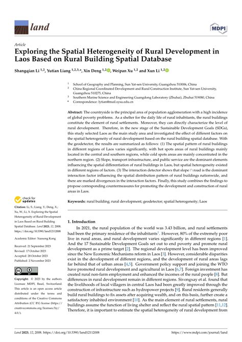Pdf Exploring The Spatial Heterogeneity Of Rural Development In Laos