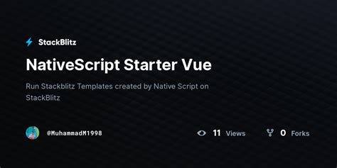 Nativescript Starter Vue Stackblitz