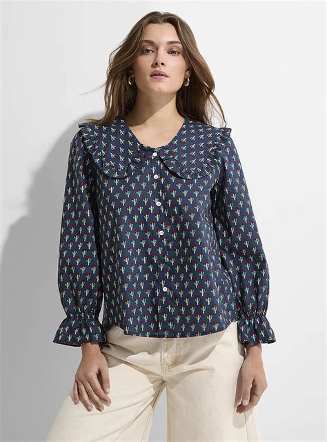 Drawn Flowers Peter Pan Collar Blouse Icône Simons