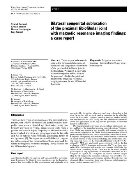 Pdf Bilateral Congenital Subluxation Of The Proximal Tibiofibular