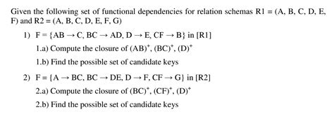 solved given the following set of functional dependencies