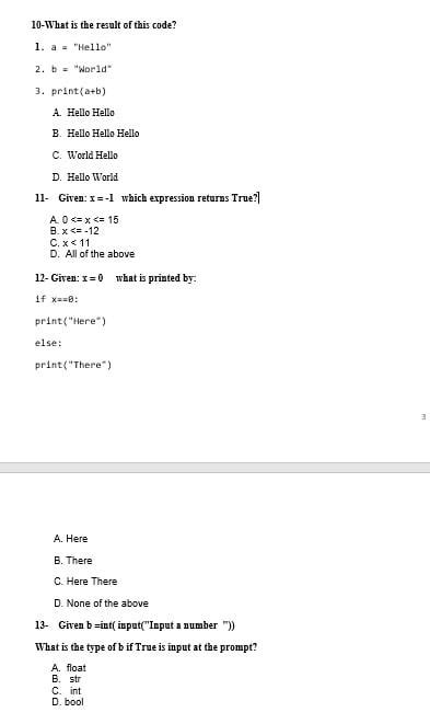 Solved 10 What Is The Result Of This Code 1 A Hello 2
