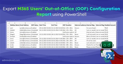 how powershell script export oof data in m365 admindroid posted on