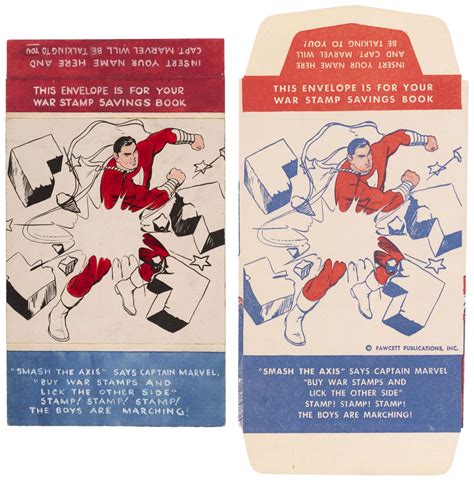 Hakes Captain Marvel World War Ii War Stamp Savings Book Envelope