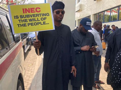 Photos Atiku Ayu Okowa Lead Protest To Inec Office In Abuja