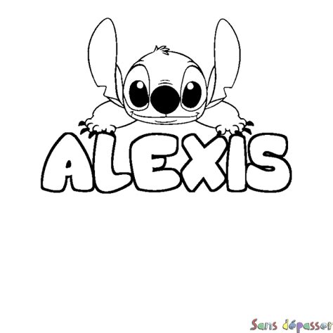 Coloriage prénom ALEXIS décor Stitch Sans Dépasser