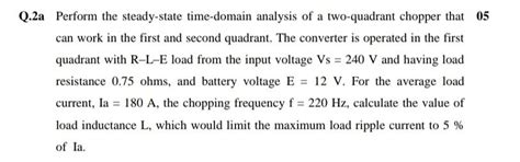 solved q 2a perform the steady state time domain analysis of