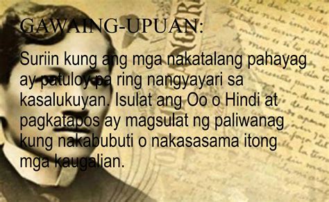 Filipino 9 Noli Me Tangere Kabanata 1 Nasusuri Kung Nakakabuti O