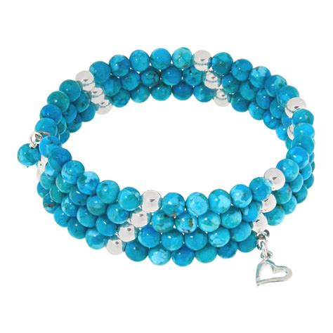 Jay King Sterling Silver Turquoise Composite Bead Coil Wrap Bracelet HSN