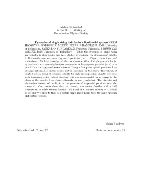 Pdf Dynamics Of Single Rising Bubbles In A Liquid Solid System
