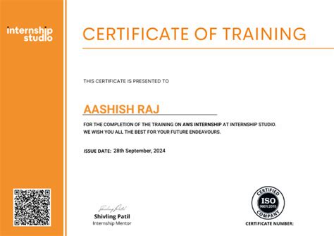 Aashish Raj Aws Internship Training Pdf
