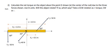 Solved 2 Calculate The Net Torque On The Object About The Chegg Com