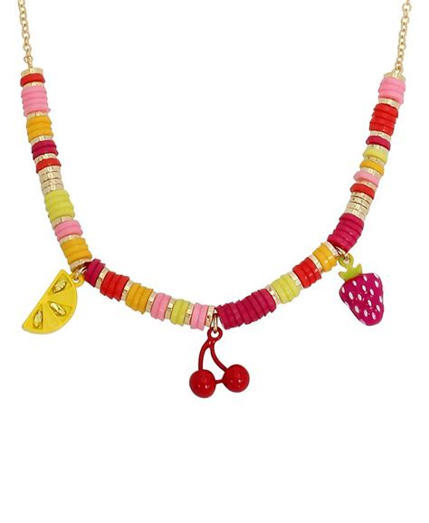 Betsey Johnson Faux Stone Fruit Charm Bib Necklace Macys