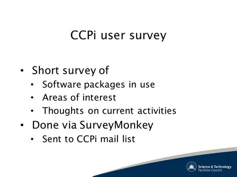 Ccpi User Survey Visualisation Issues And Programming Items