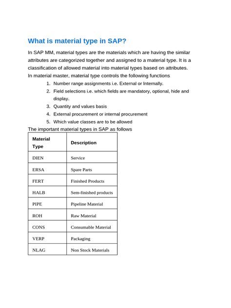 Material Type In Sap Pdf