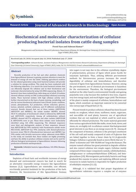 Pdf Biochemical And Molecular Characterization Of Cellulase Producing Bacterial Isolates From
