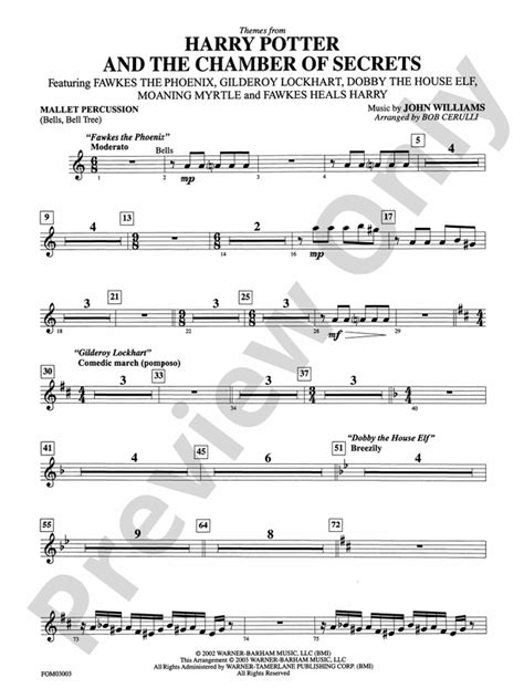 Harry Potter And The Chamber Of Secrets Themes From Mallets Mallets Part Digital Sheet