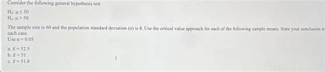solved consider the following general hypothesis
