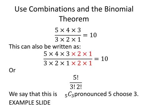 PPT - Use Combinations and the Binomial Theorem PowerPoint Presentation ...
